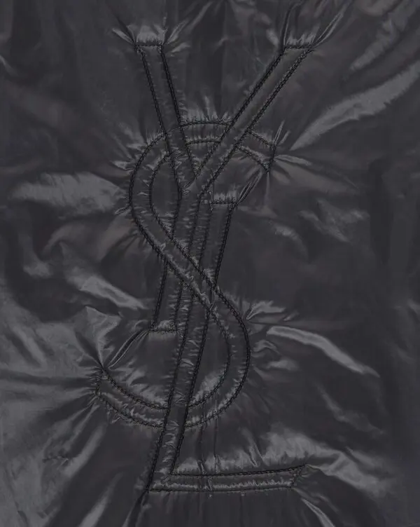 Saint Laurent Half-zip Hooded Jacket With Quilted Cassandre Logo - Black