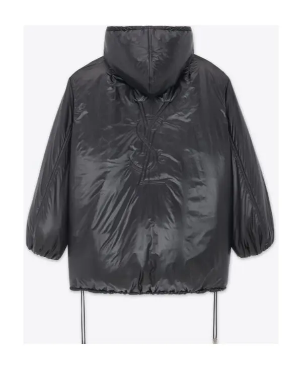Saint Laurent Half-zip Hooded Jacket With Quilted Cassandre Logo - No