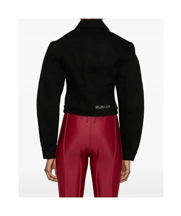 MUGLER Cropped Denim Jacket With Button Fastening