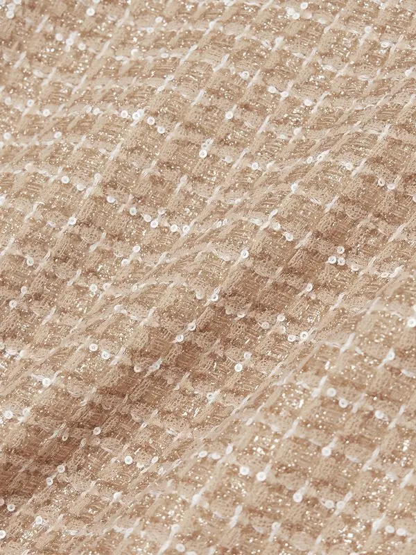 Alessandra Rich Plaid Tweed Skirt With Metallic And Sequined Details