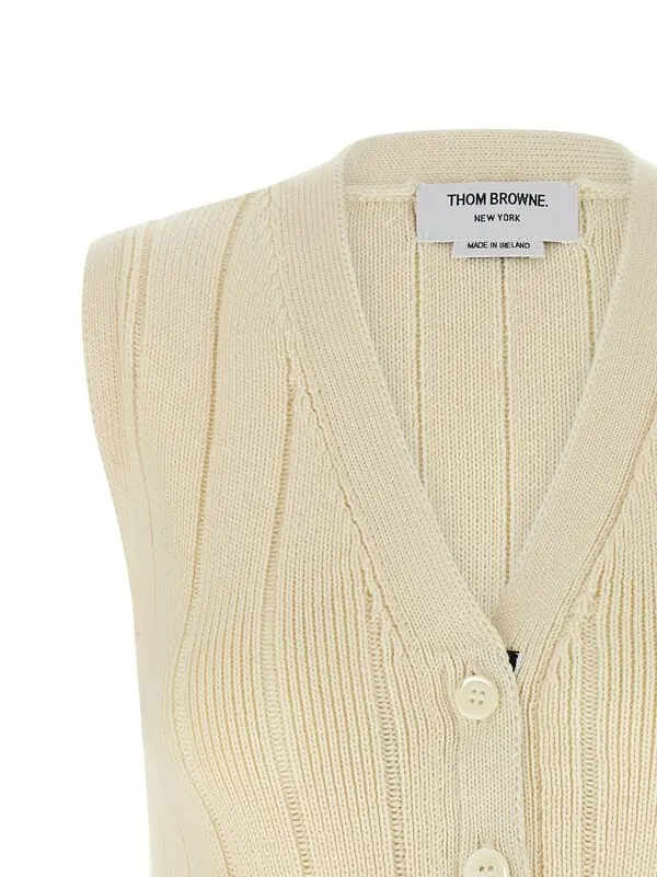 Thom Browne Ribbed V-neck Vest