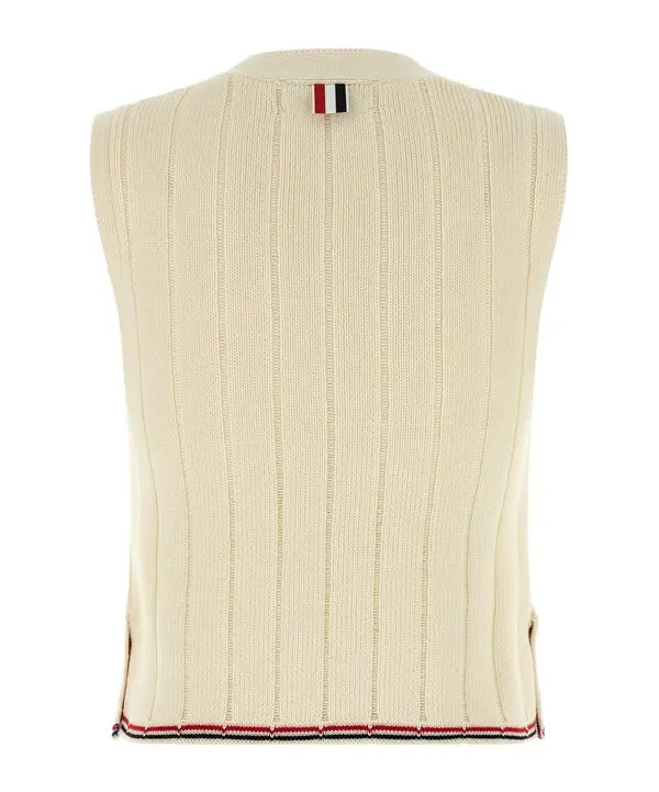 Thom Browne Ribbed V-neck Vest With Striped Detailing