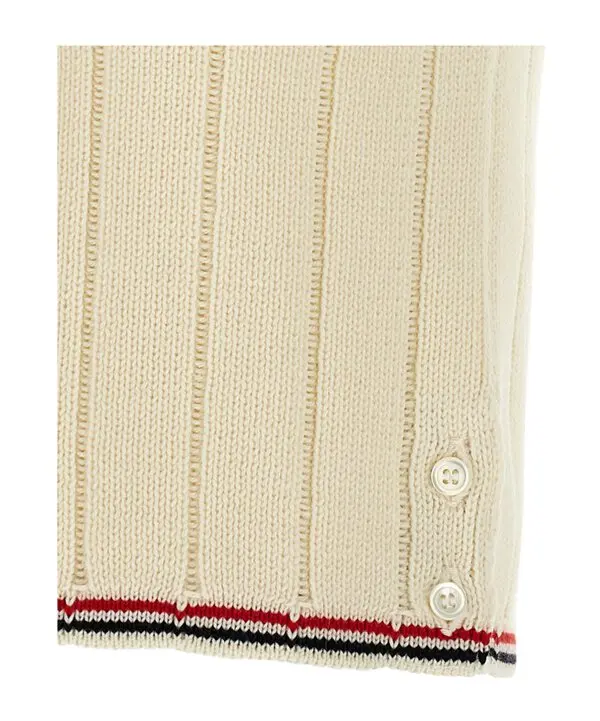 Thom Browne Ribbed V-neck Vest With Striped Detailing