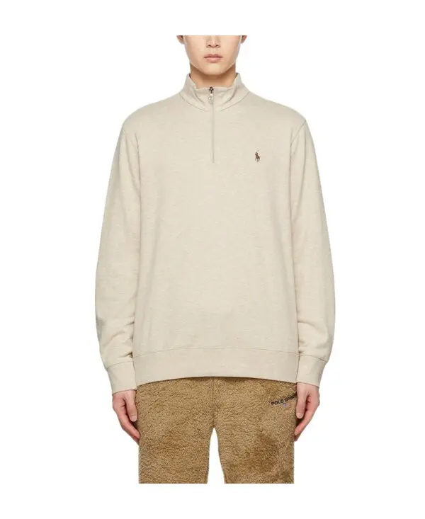 Polo Ralph Lauren Quarter Zip Embroidered Jumper - Nude