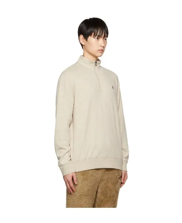 Polo Ralph Lauren Quarter Zip Embroidered Jumper - Nude
