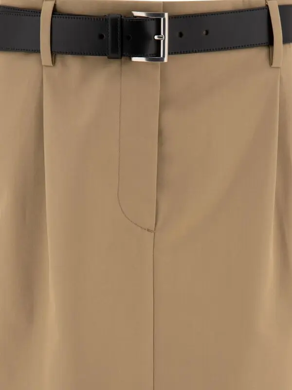 Prada Belted Pleated Mini Skirt - Rope Ash