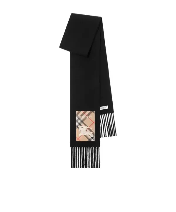 Burberry Check Label Fringed Scarf