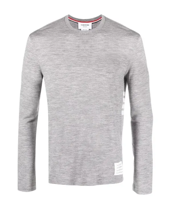 Thom Browne Logo Patch Crewneck Jumper - Light Gray