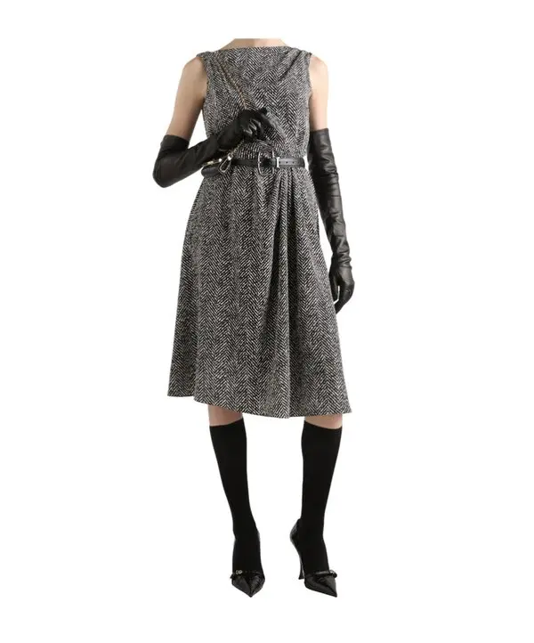 Dolce & Gabbana Sleeveless Herringbone Midi Dress - Multi-color
