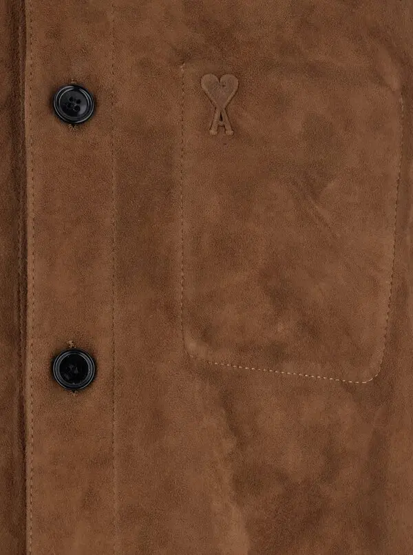 AMI Paris Logo Detailed Button-up Jacket - Hazelnut