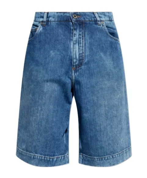 Dolce & Gabbana Embroidered Logo Denim Shorts - Blue