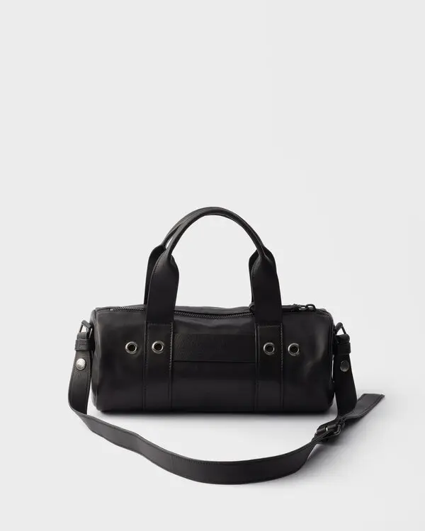 Prada Route Large Leather Top-handle Bag - Black