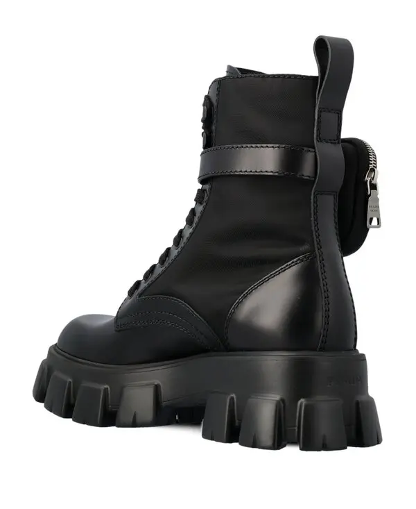 Prada Lace-up High Side Boots With Detachable Pouch