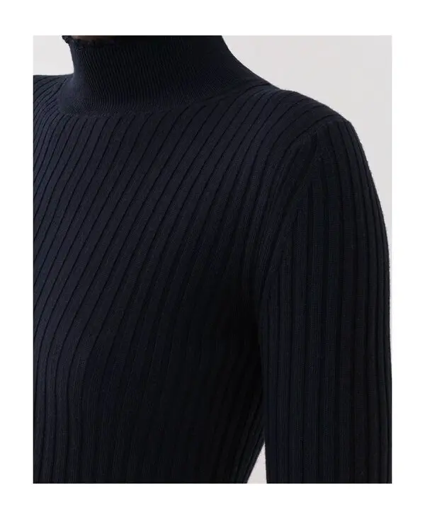 Chloé High-neck Ribbed Jumper With Scalloped Trim - Black