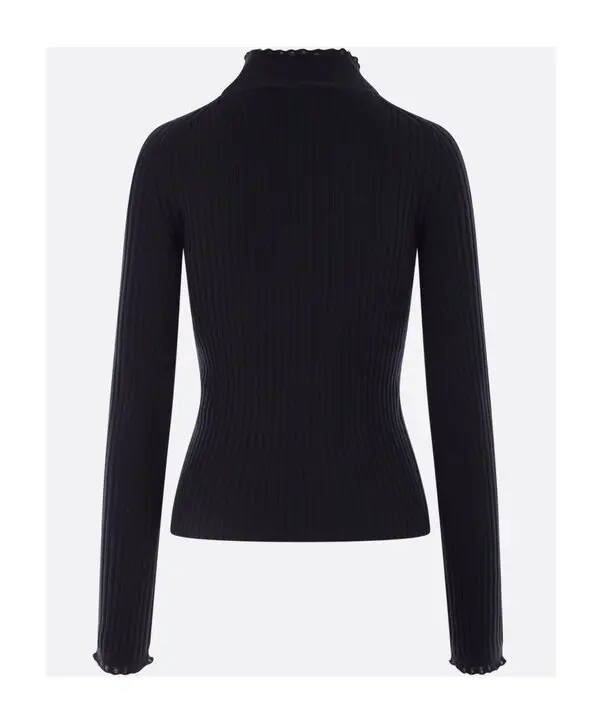 Chloé High-neck Ribbed Jumper With Scalloped Trim