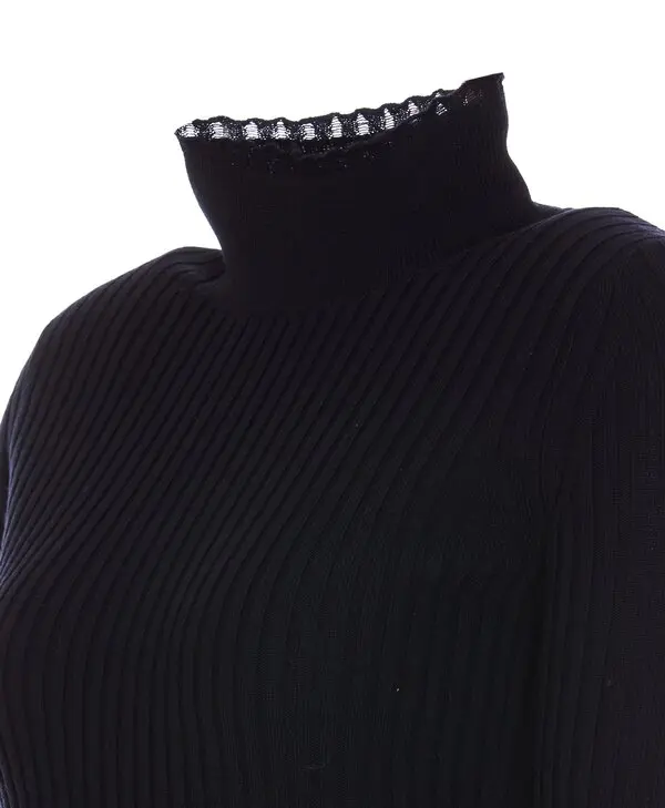 Chloé High-neck Ribbed Jumper With Scalloped Trim