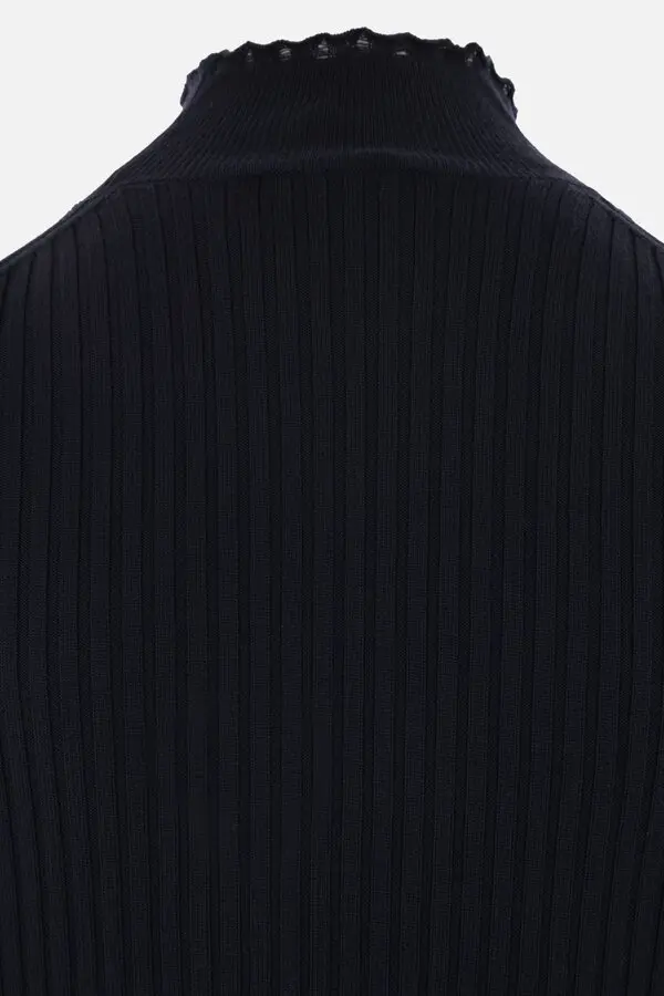 Chloé High-neck Ribbed Jumper With Scalloped Trim