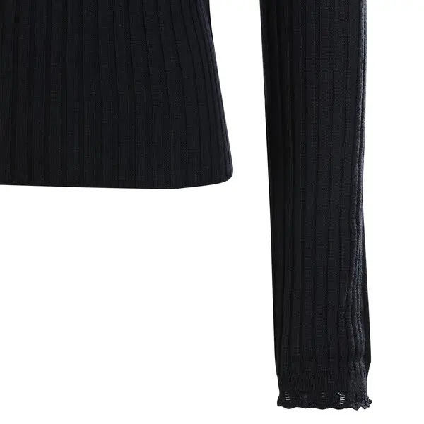 Chloé High-neck Ribbed Jumper With Scalloped Trim
