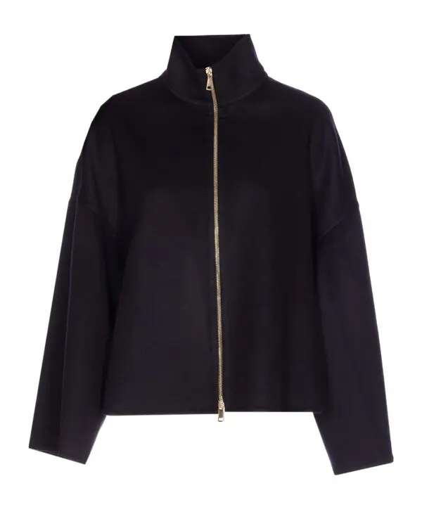 Fabiana Filippi Zip-up Double Coat With Stand-up Collar - Black