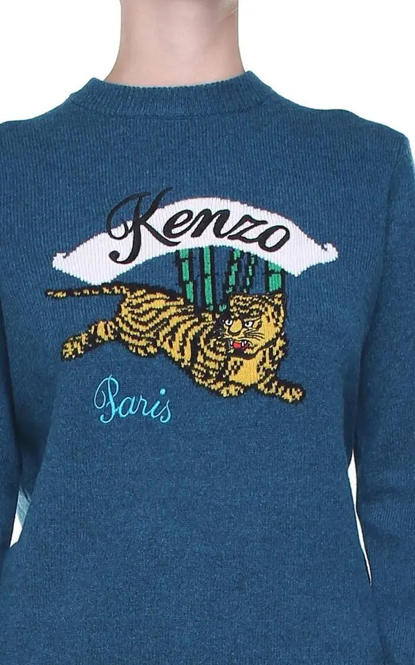 Kenzo Animal Pattern Knitted Sweater - Green