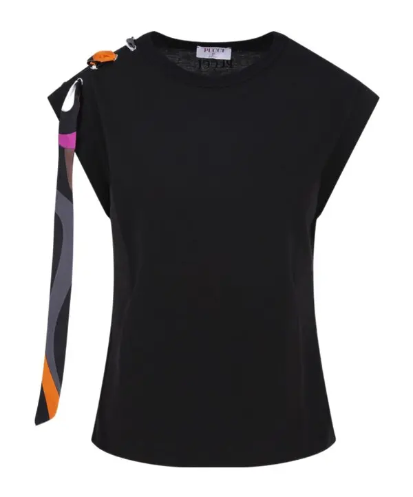 Emilio Pucci Sleeveless Graphic Print Cotton Top