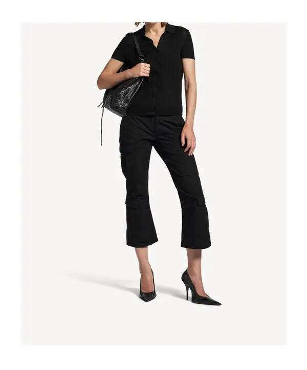 Balenciaga Rib-knit Collared Short-sleeve Top