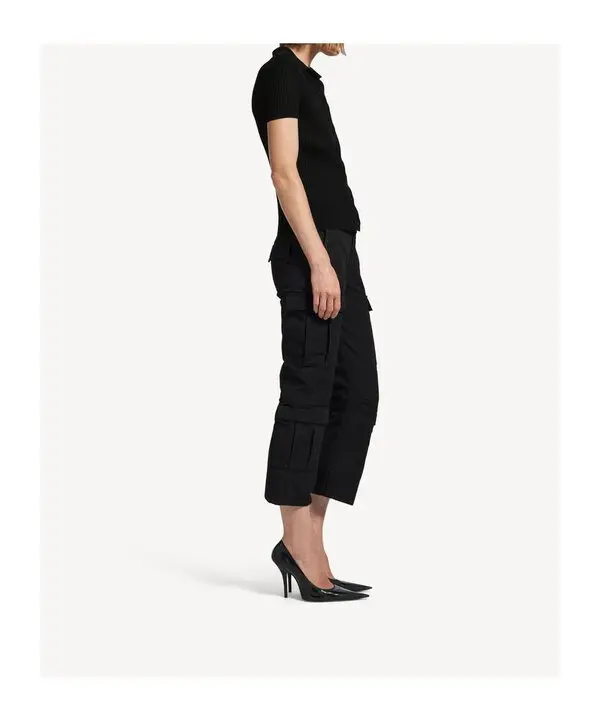 Balenciaga Rib-knit Collared Short-sleeve Top