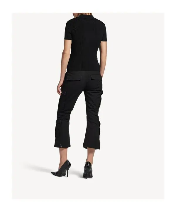 Balenciaga Rib-knit Collared Short-sleeve Top