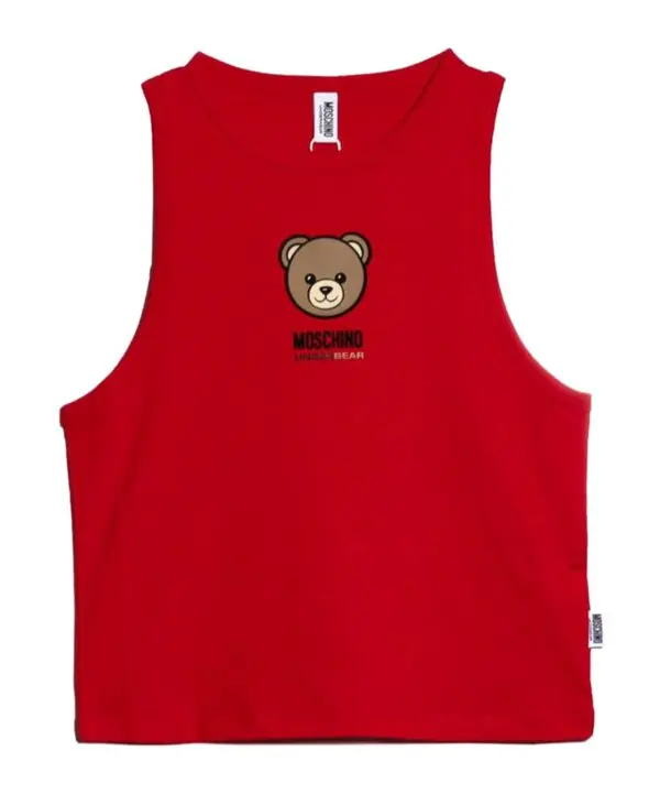 Moschino Crew Neck Sleeveless Vest With Bear Print