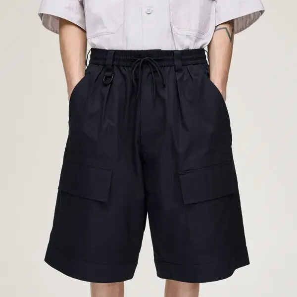 Y3 Wide Leg Cargo Shorts - Black