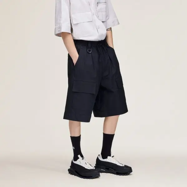 Y3 Wide Leg Cargo Shorts - Black