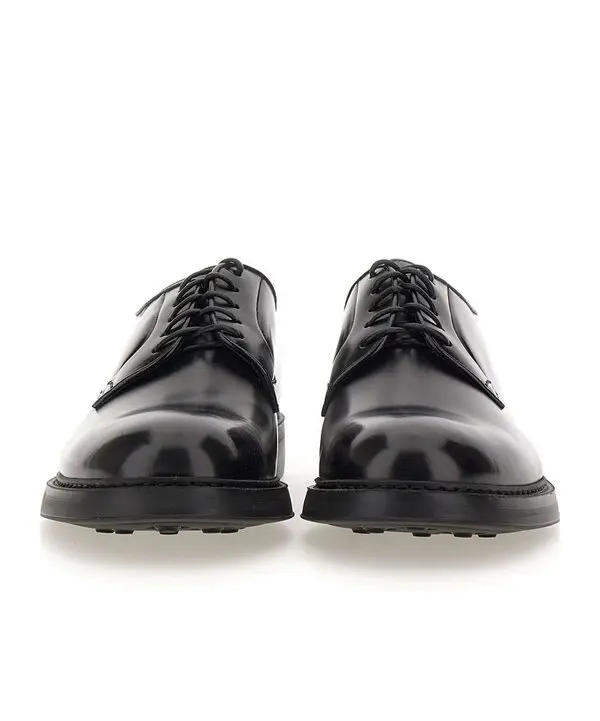 DOUCAL'S Round-toe Lace-up Derby Shoes - Black