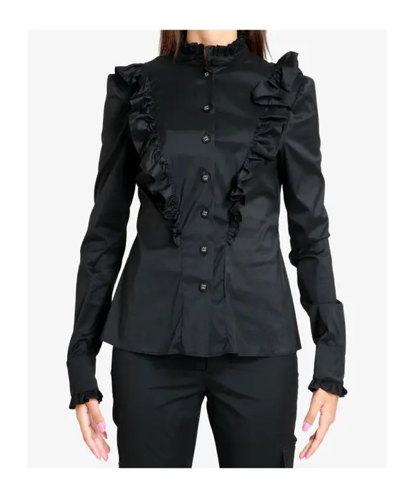 Philosophy Di Lorenzo Serafini Ruffled High Neck Shirt - Black