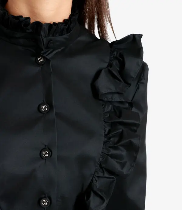 Philosophy Di Lorenzo Serafini Ruffled High Neck Shirt - Black