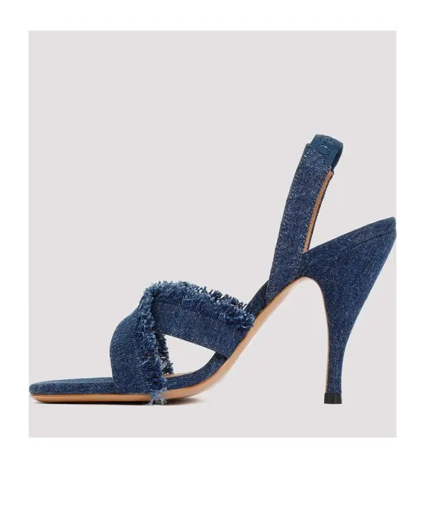Off-White Open Toe Denim High Heel Sandals