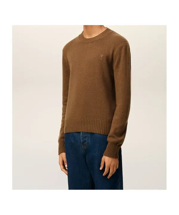 AMI Paris De Coeur Crew Neck Sweater - Brown
