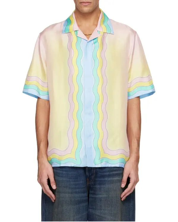 Casablanca Short-sleeved Satin Shirt - Nude