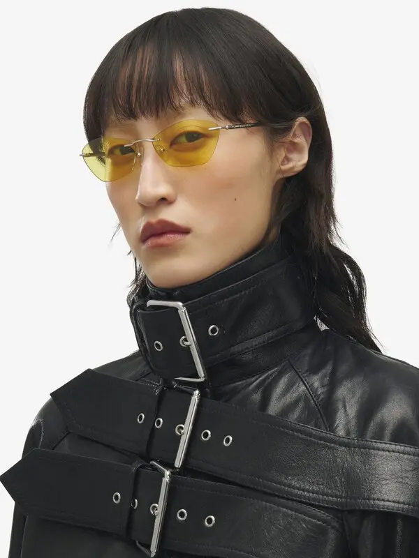 Alexander McQueen T-bar Geometric Rimless Sunglasses