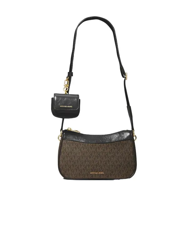 Michael Kors Jet Set Logo Lettering Medium Crossbody Bag - Black