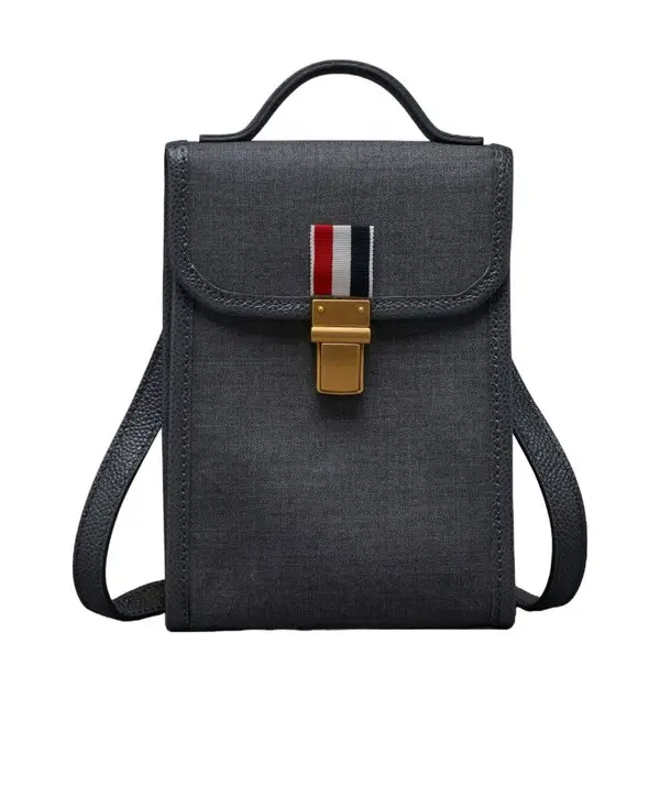 Thom Browne Twill Phone Holder Crossbody Bag - Medium Gray