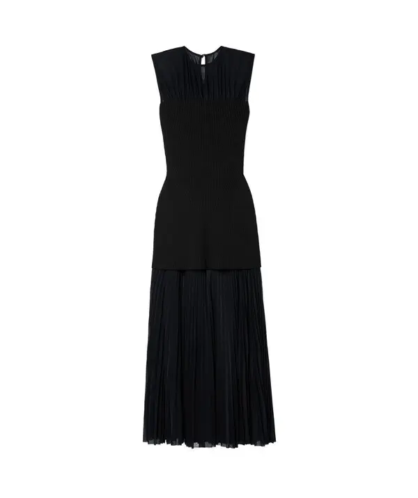 Proenza Schouler Sleeveless Layered Pleated Dress - Black