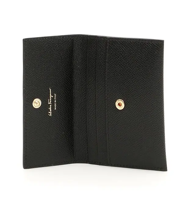 FERRAGAMO Vara Bow Detailed Foldover Card Case - Black