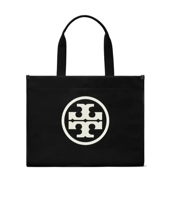 Tory Burch Ella Double T Logo Detailed Tote Bag - Black
