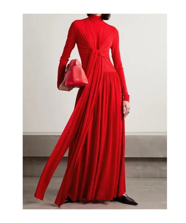 Proenza Schouler Long Sleeve Pleated Maxi Dress