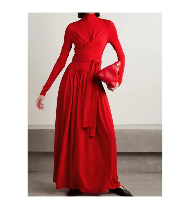 Proenza Schouler Long Sleeve Pleated Maxi Dress