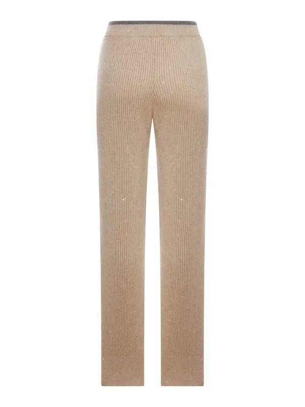 Brunello Cucinelli Ribbed-knit Embellished Trousers