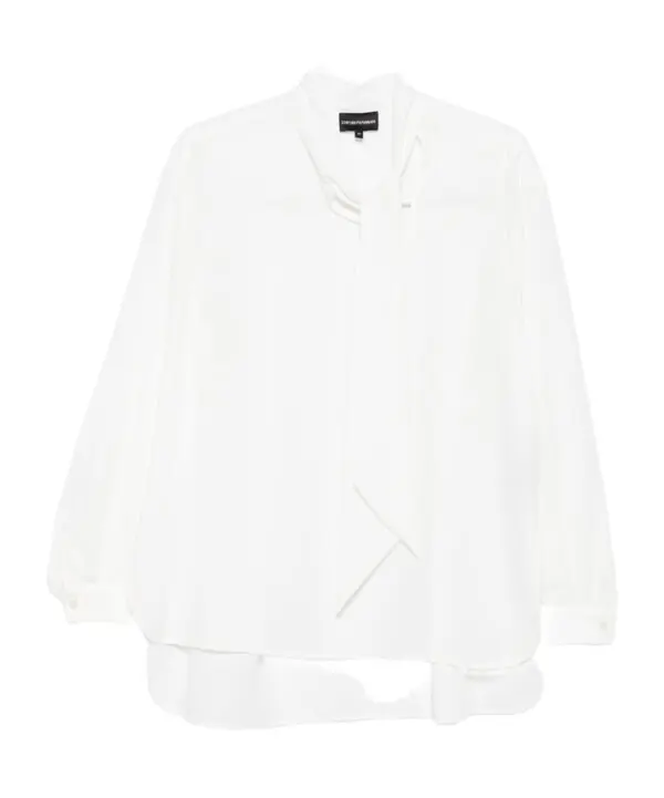 Emporio Armani Long Sleeve Bow Detail Blouse - White