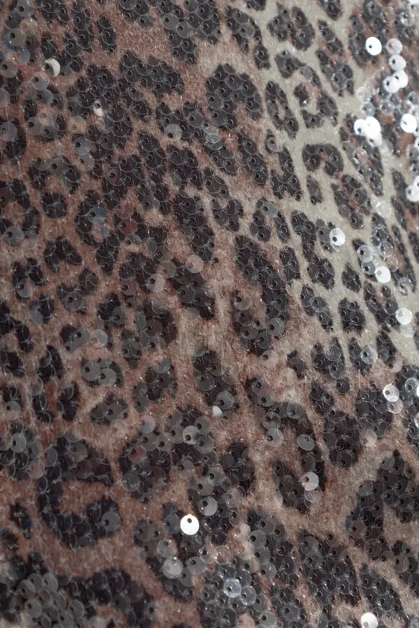 GANNI Sequin Animal Print Top