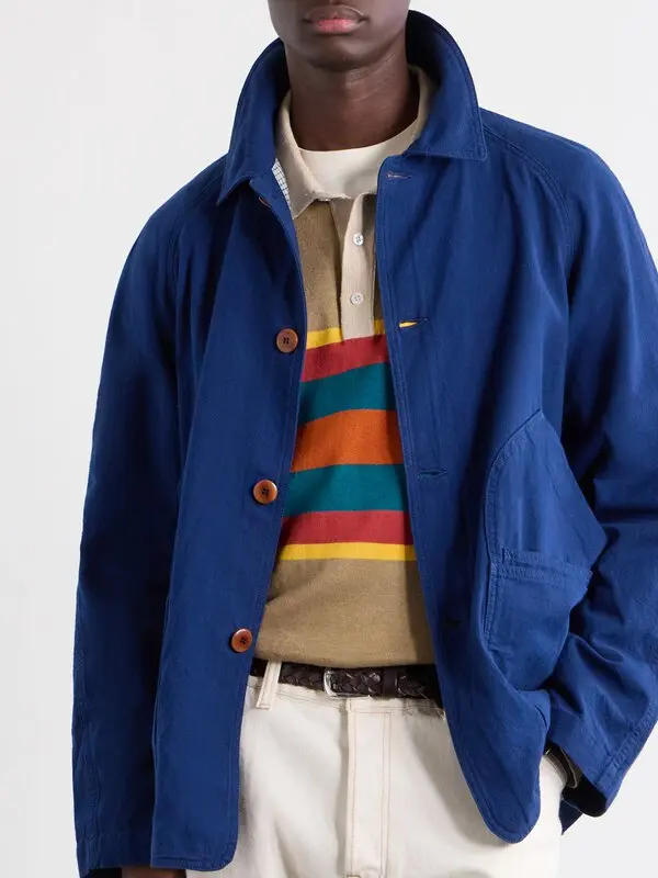 DRAKE'S Striped Linen And Cotton-blend Polo Shirt