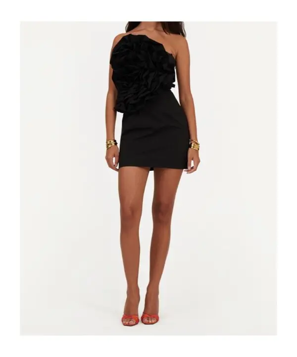 ROTATE BY BIRGER CHRISTENSEN Asymmetric Ruffle Dress